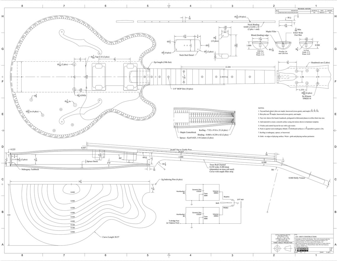 Gibson 335 Dot Luthier Plans, PDF, Blueprint, Guitar Build - Etsy