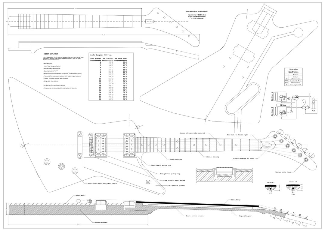 Gibson Explorer Luthier Plans, PDF, Blueprint, Guitar Build - Etsy