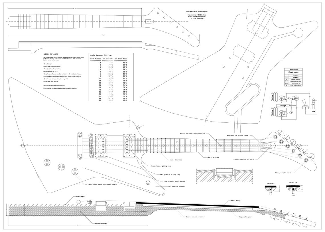 Gibson Explorer Luthier Plans, PDF, Blueprint, Guitar Build - Etsy