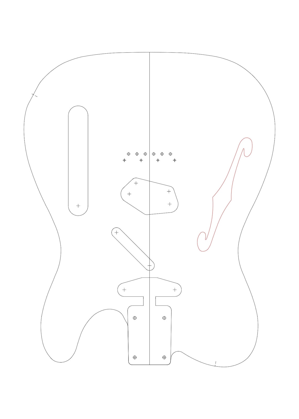 Fender Telecaster Thinline Luthier Plans, PDF, Blueprint, Guitar Build ...