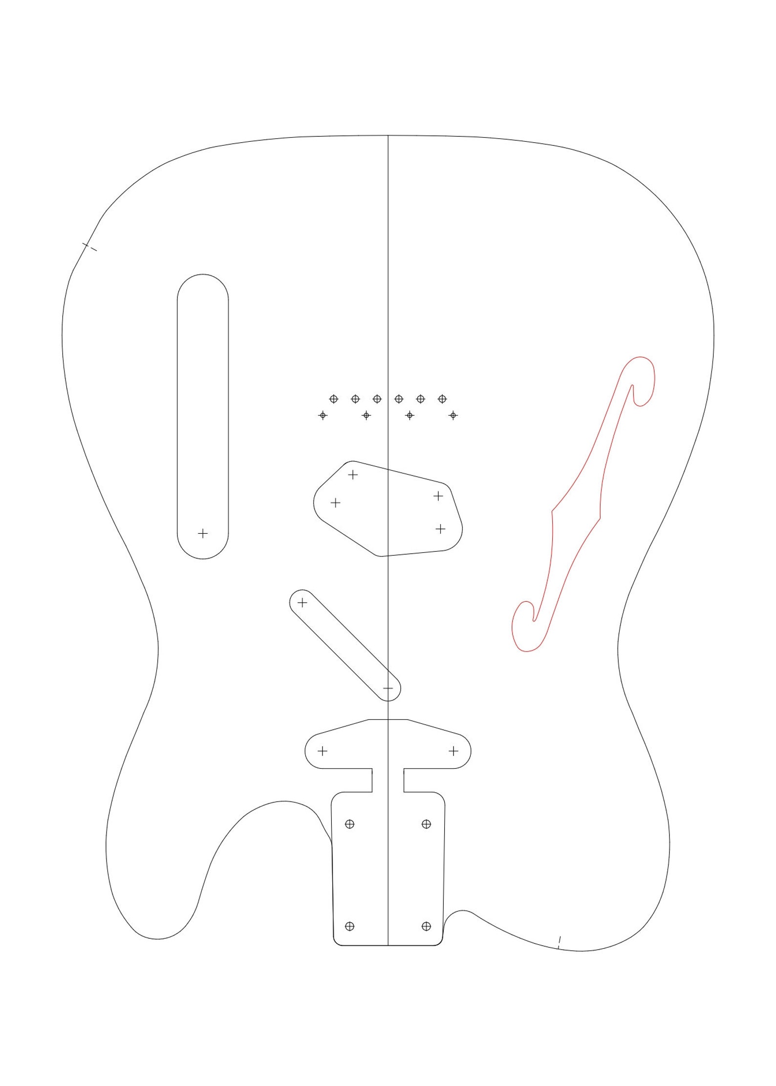 Fender Telecaster Thinline Luthier Plans, PDF, Blueprint, Guitar Build ...