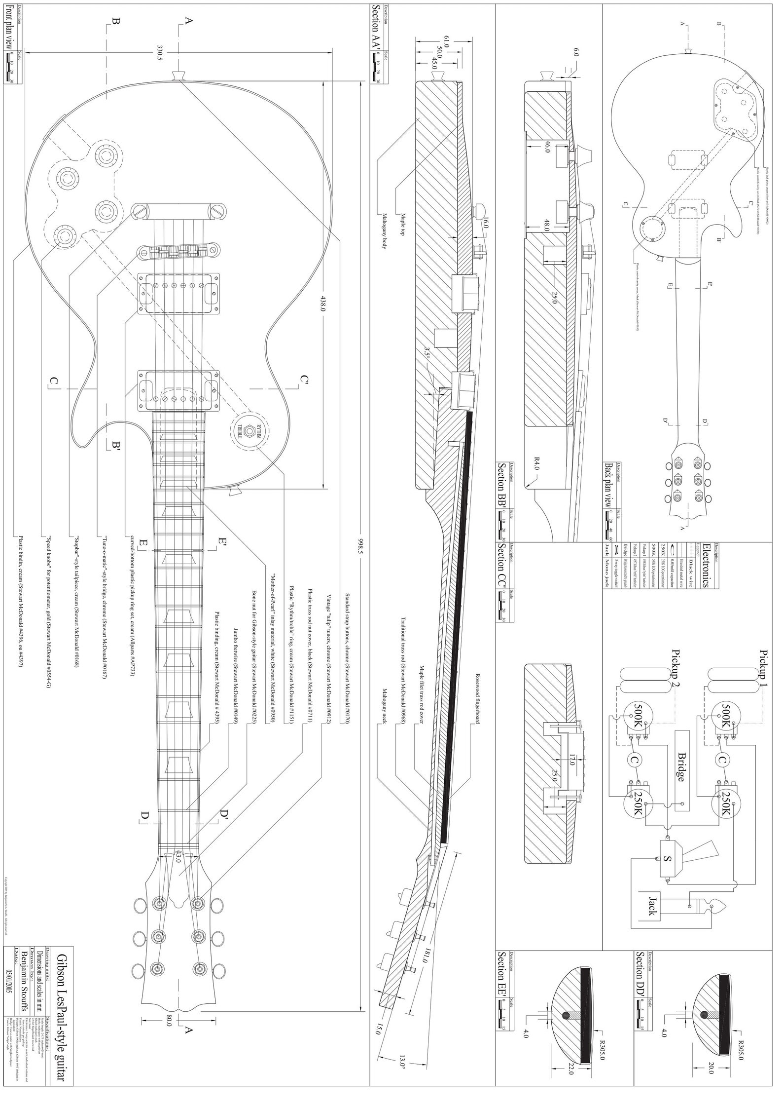 Gibson Les Paul Luthier Plans, PDF, Blueprint, Guitar Build - Etsy