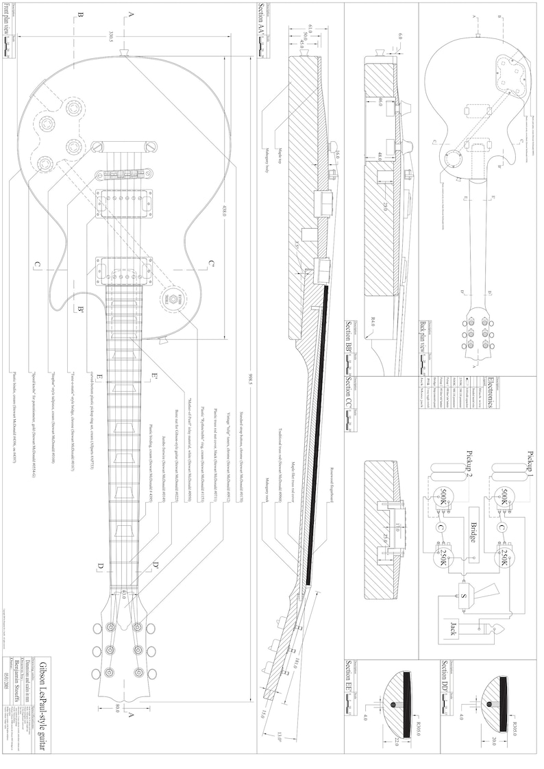 Gibson Les Paul Luthier Plans, PDF, Blueprint, Guitar Build - Etsy