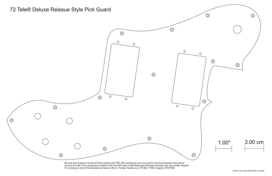 1972 Fender Telecaster Custom Deluxe body Only Luthier Plans, PDF ...