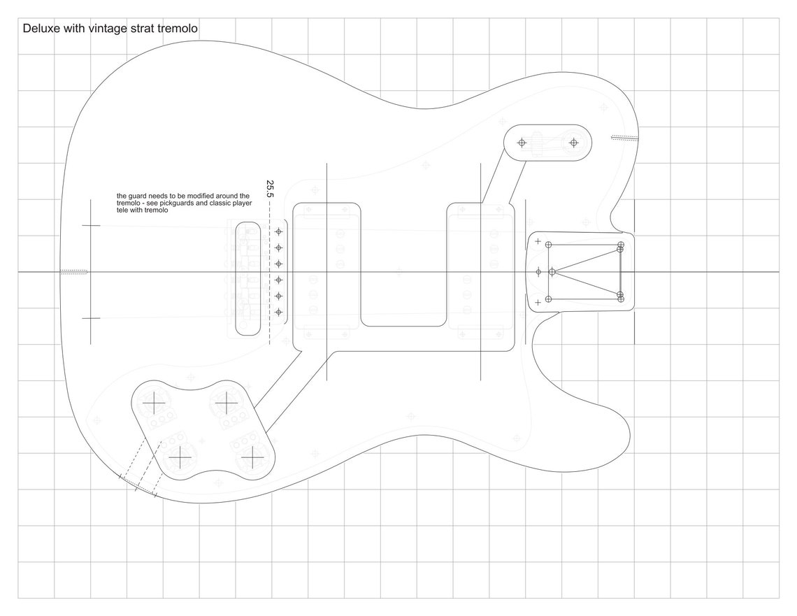 1972 Fender Telecaster Custom Deluxe body Only Luthier Plans, PDF ...