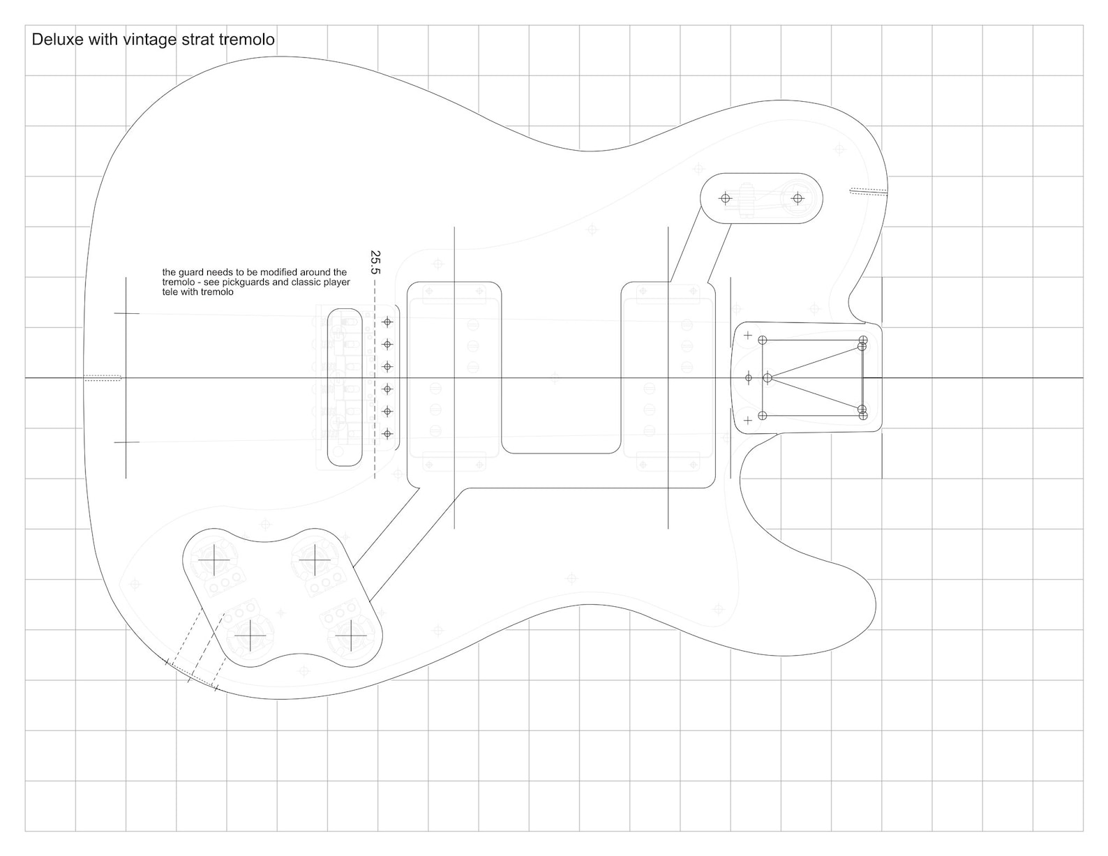 1972 Fender Telecaster Custom Deluxe Luthier Plans, PDF, Blueprint ...