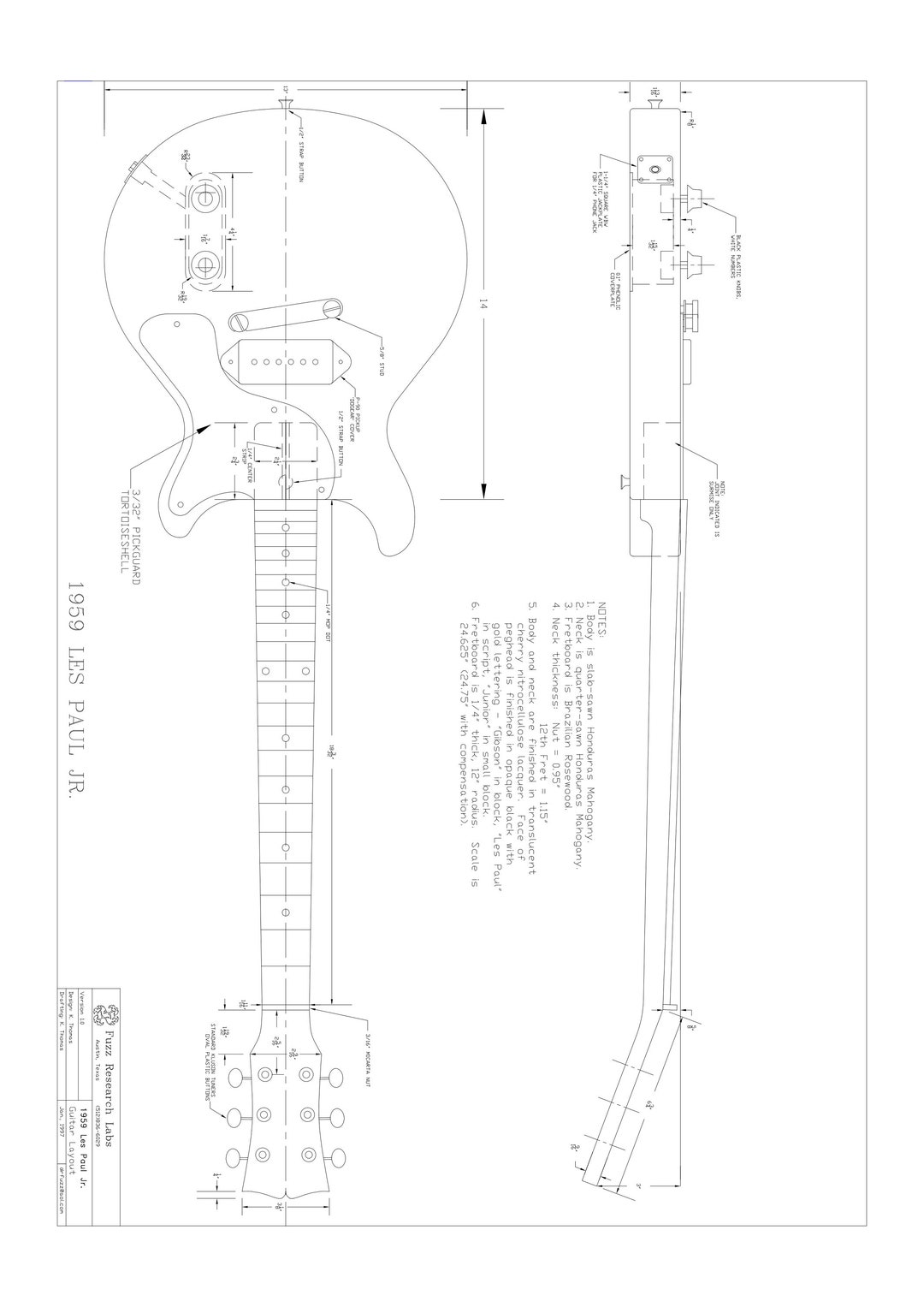 Gibson Les Paul Jr Model Luthier Plans, PDF, Blueprint, Guitar Build - Etsy