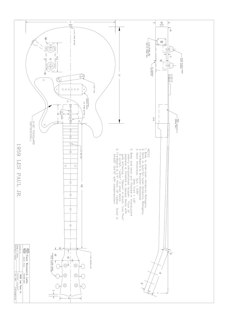 Gibson Les Paul Jr Model Luthier Plans, PDF, Blueprint, Guitar Build - Etsy