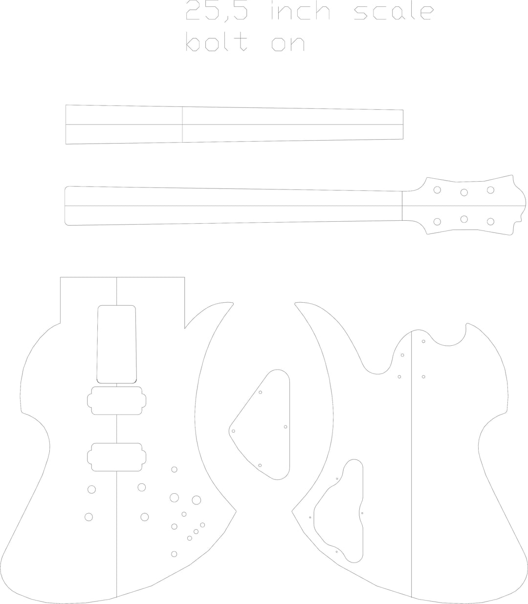 BC Rich Mockingbird (bolt On) Luthier Plans, PDF, Blueprint, Guitar ...