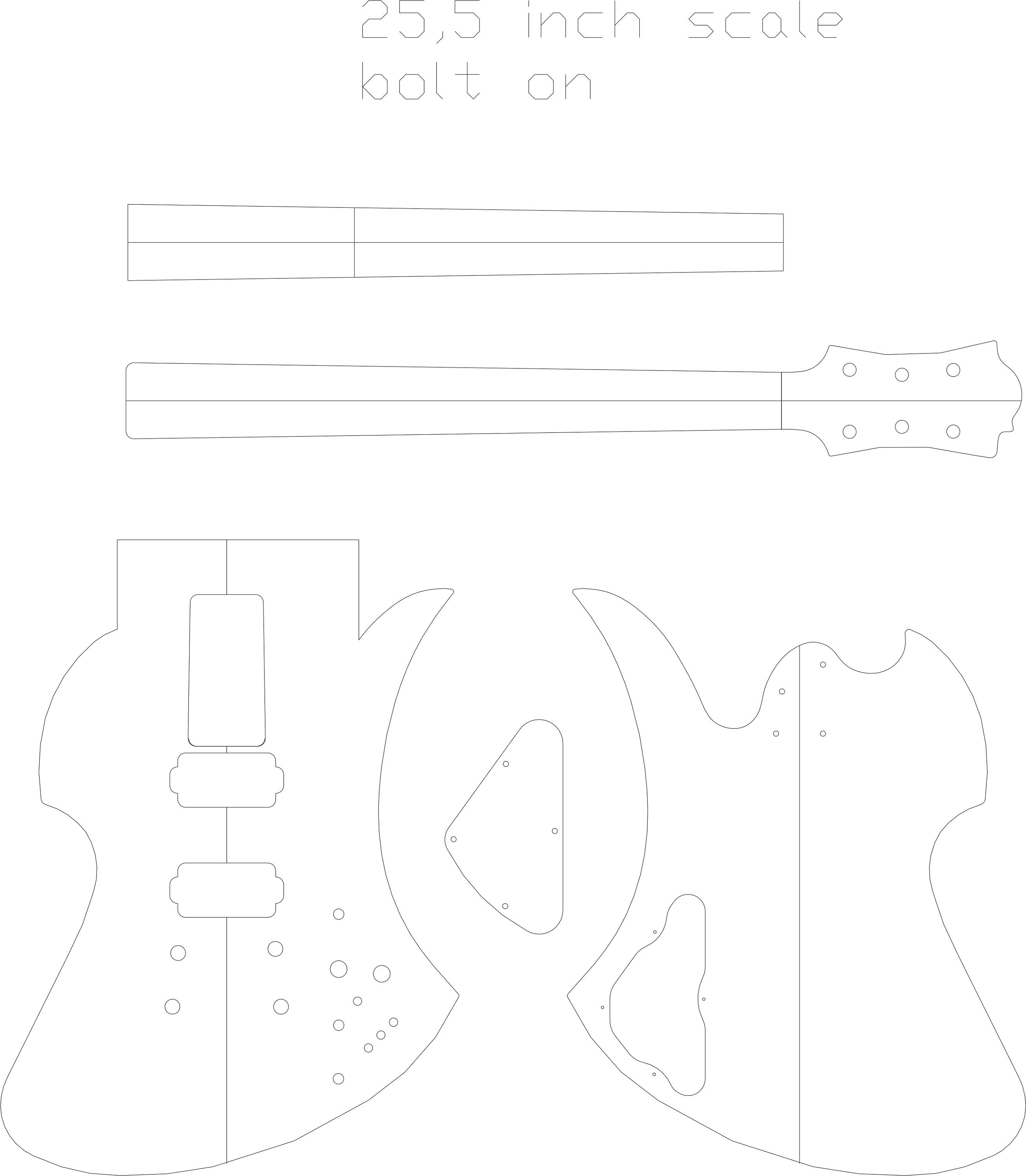 BC Rich Mockingbird (bolt On) Luthier Plans, PDF, Blueprint, Guitar ...