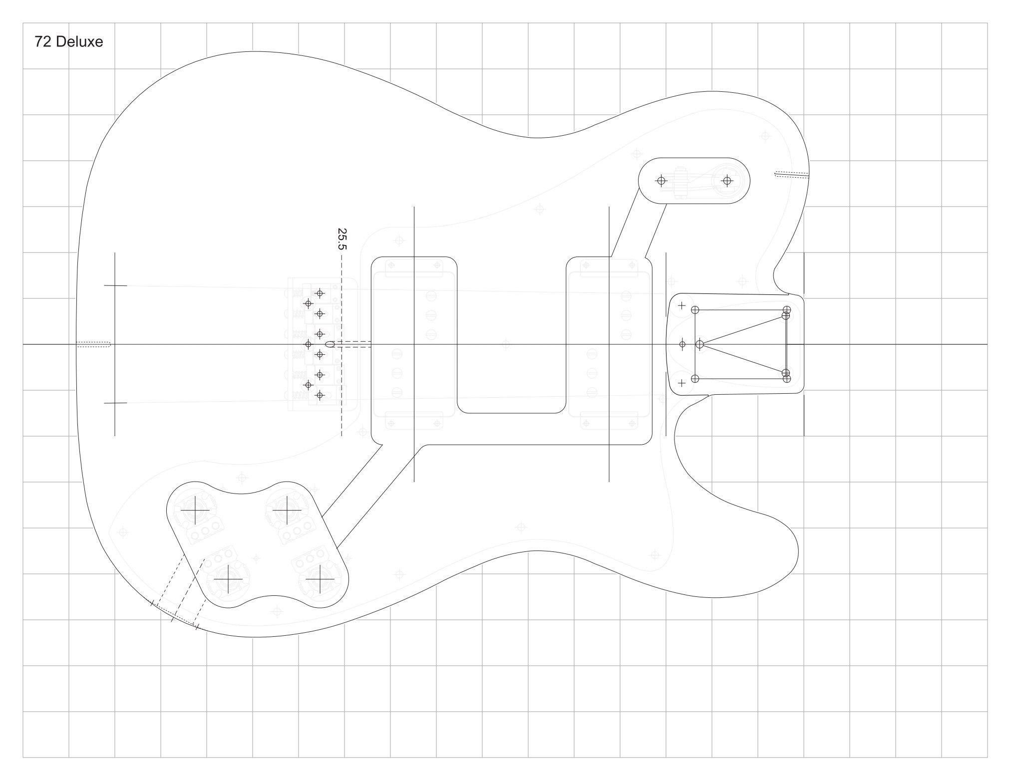 1972 Fender Telecaster Custom Deluxe Luthier Plans, PDF, Blueprint ...
