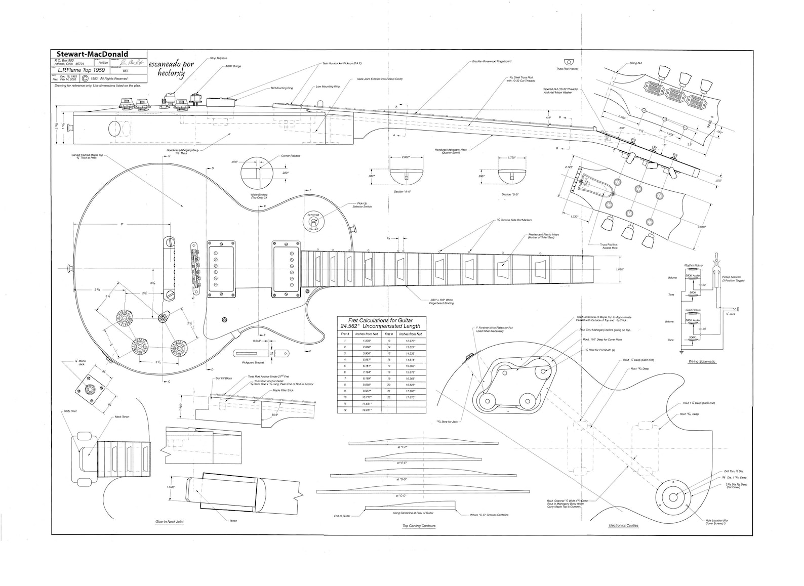 Gibson 1959 Les Paul Luthier Plans, PDF, Blueprint, Guitar Build - Etsy