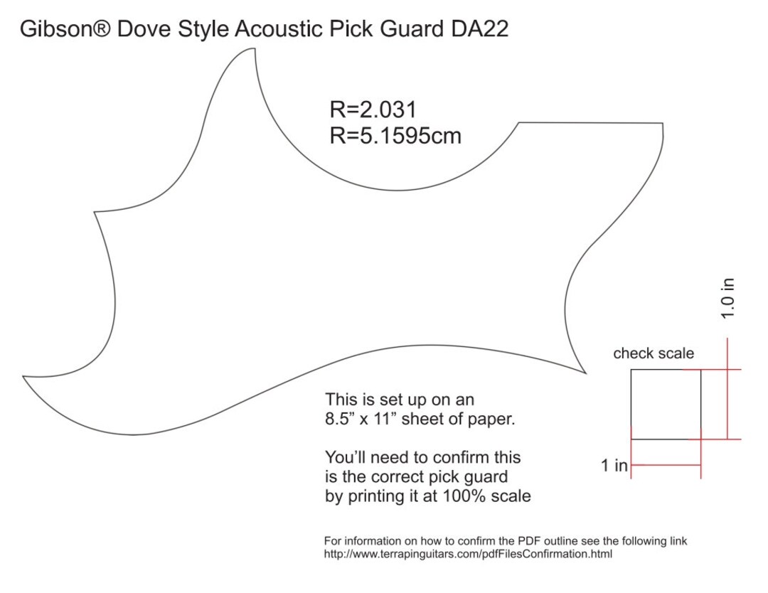 Gibson Dove Acoustic Pickguard/scratchplate Luthier Plans, PDF ...