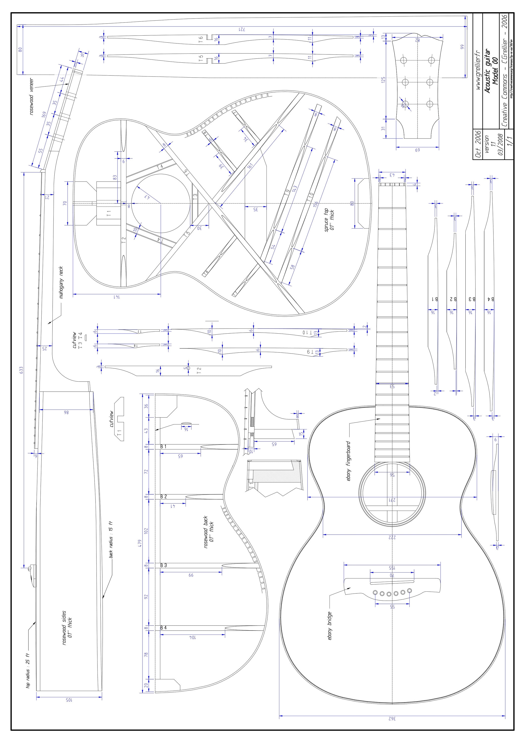 Acoustic Guitar Model 00 Luthier Plans, PDF, Blueprint, Guitar Build - Etsy