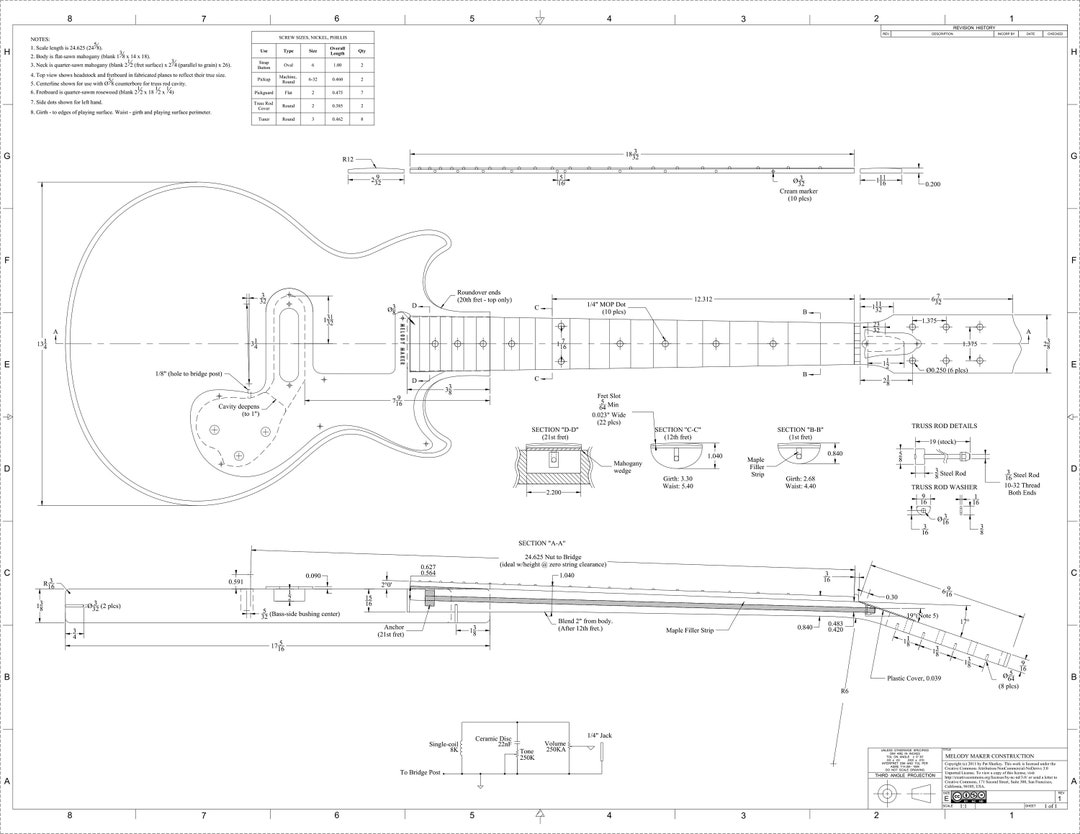Gibson Melody Maker Luthier Plans, PDF, Blueprint, Guitar Build - Etsy