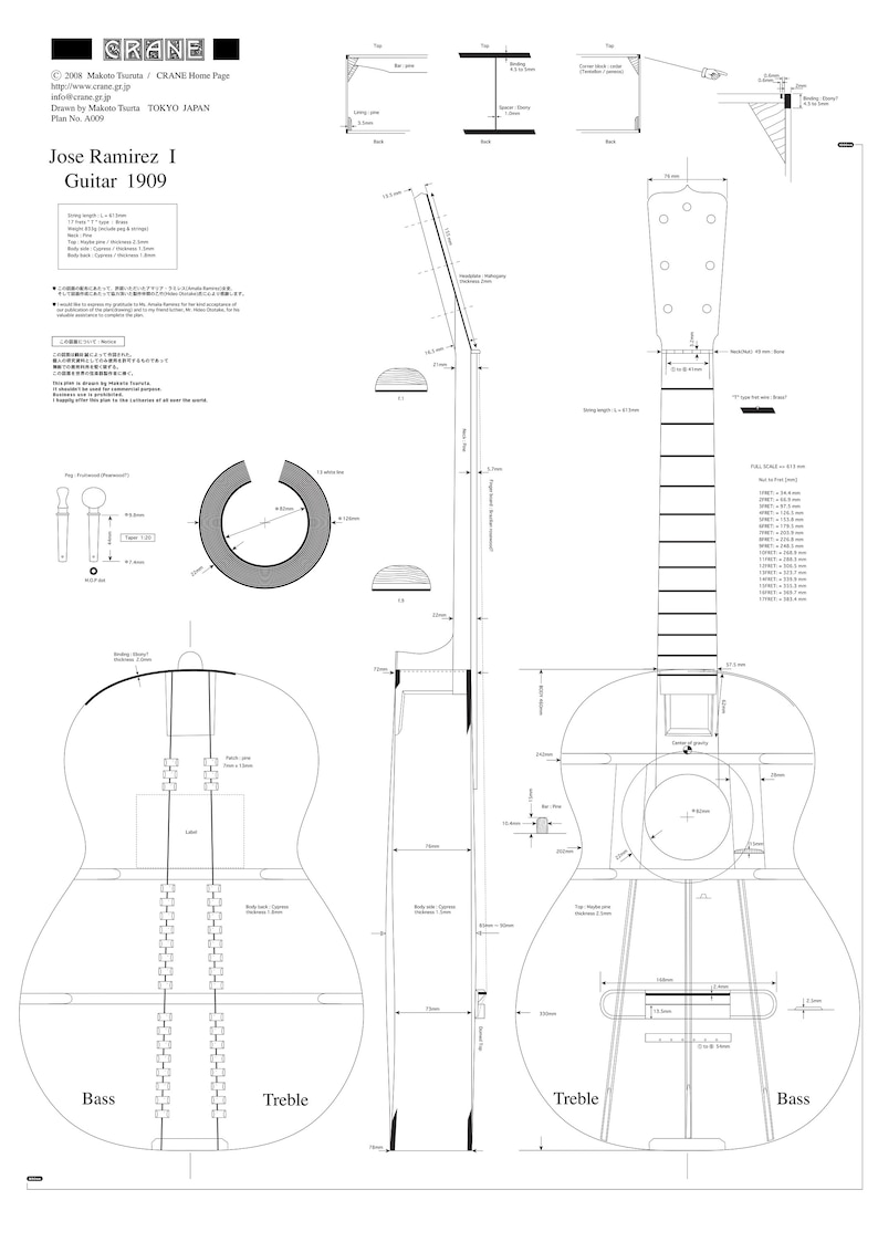 Crane Jose Ramirez Acoustic Luthier Plans, PDF, Blueprint, Guitar Build ...