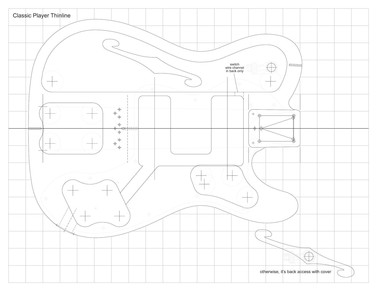 Fender Telecaster Thinline Luthier plans, PDF, plan, montage de guitare ...