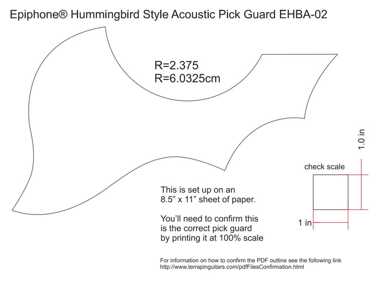 Epiphone Hummingbird Style Scratchplate/pickguard Luthier Plans, PDF ...