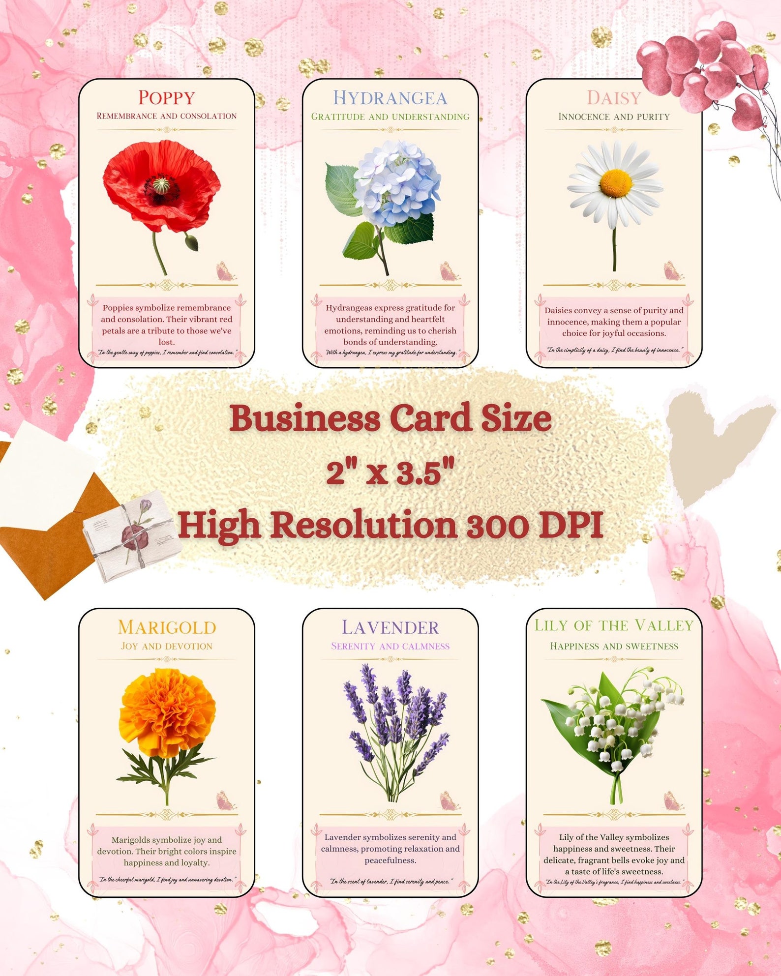 50 Printable Flower Meaning Cards, Flower Language Cards, Love Cards ...