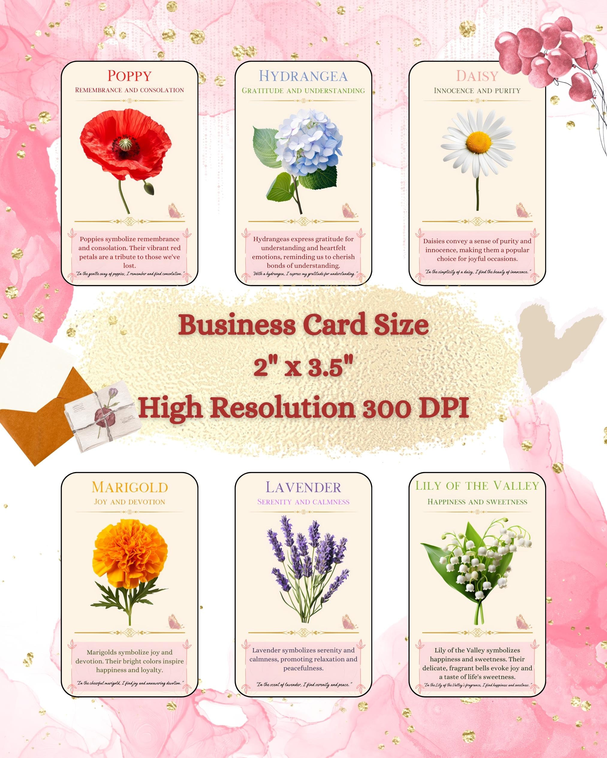 50 Printable Flower Meaning Cards, Flower Language Cards, Love Cards ...