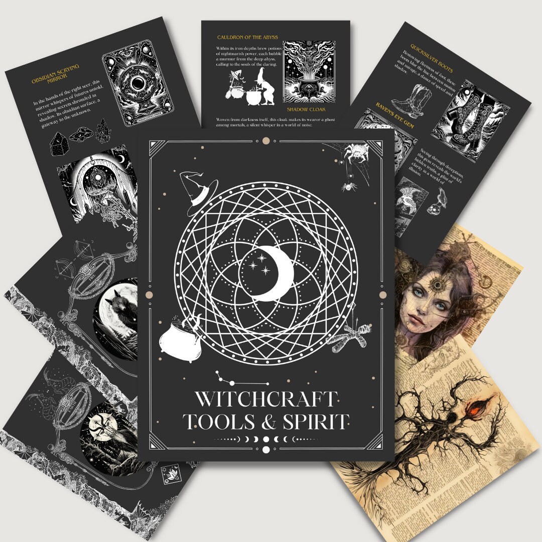 Witchcraft Tools. 72 Pages & 6 Sticker Sets for Book of Shadows ...
