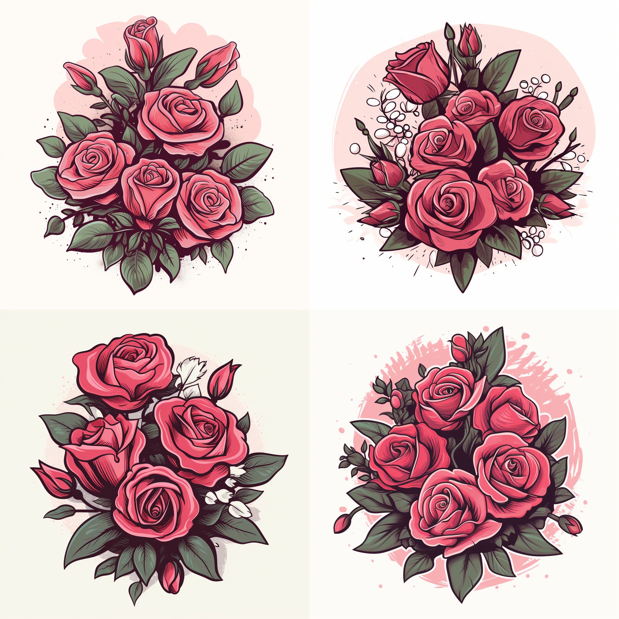 30 Bouquet of Rose Flowers SVG Bundle Design Pack, Flower Svg Bundle, T ...