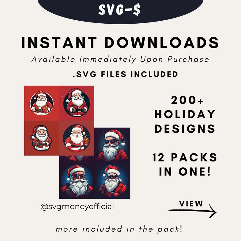 Mega 200 Holiday SVG Bundle Design Pack, 12 .svg Packs in One, Svg ...