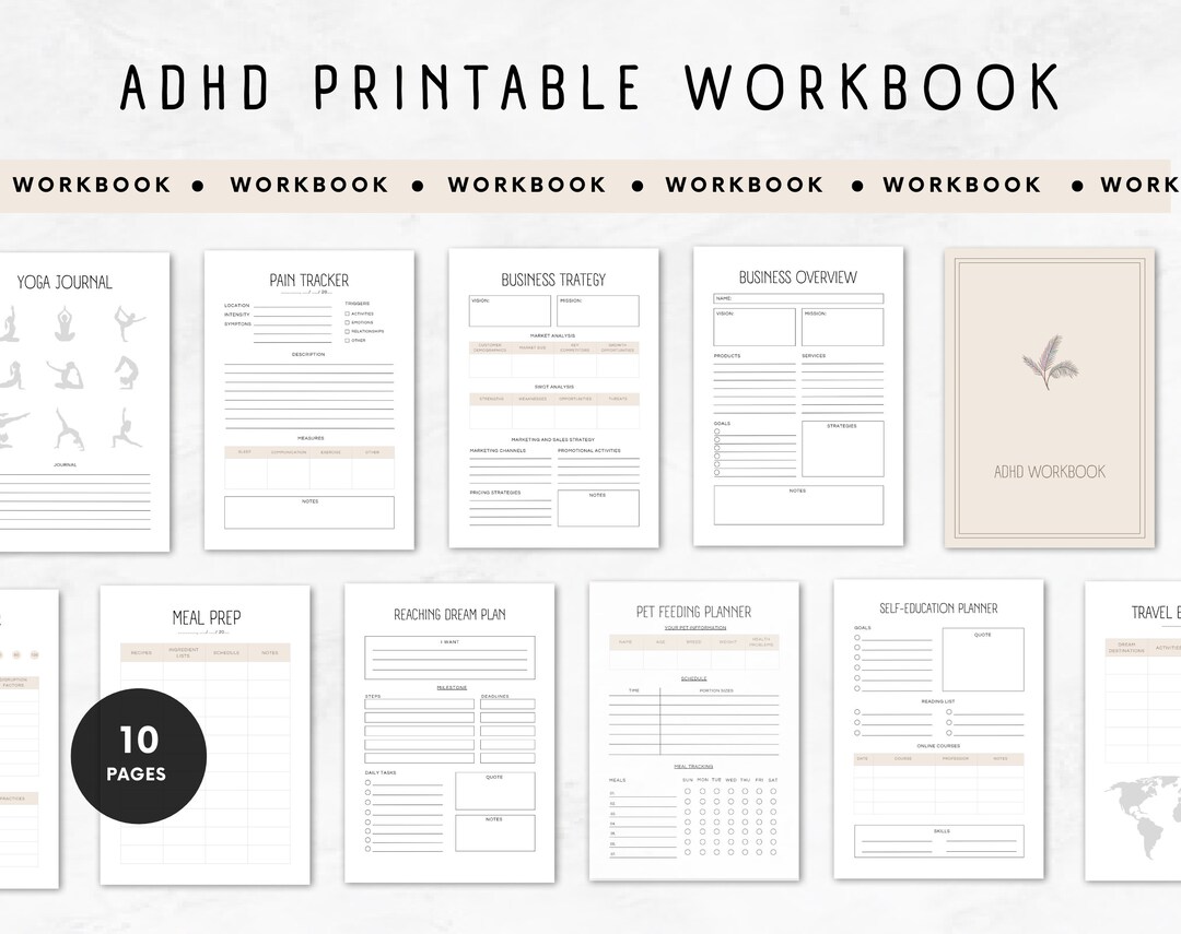 ADHD Printable Workbook - Etsy