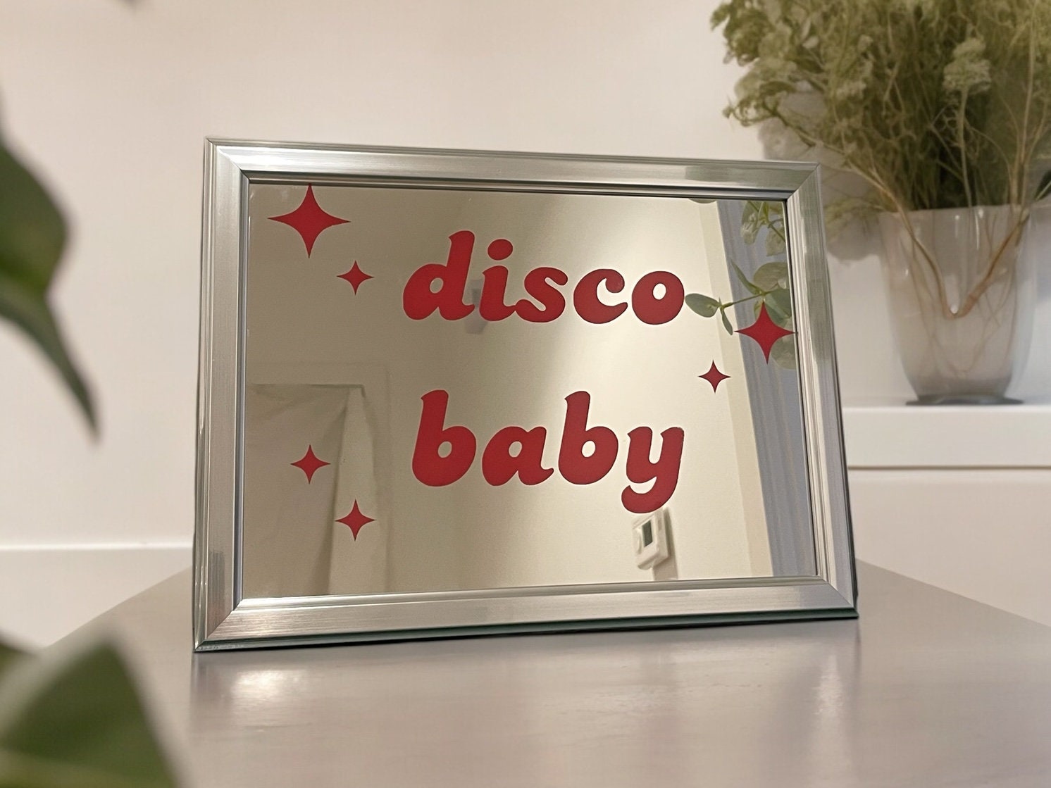 Disco Baby Mirror Pink Framed Kitsch Wall Art 90s Girl, Coquette Decor ...