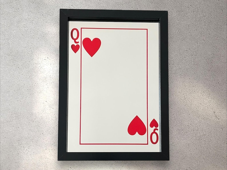 Queen of Hearts Mirror Playing Card Mirror Aesthetic Framed Wall Art ...