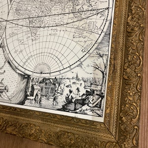 World Map Mirror, Antique Mirror, Gold Ornate Frame, Large Artwork ...