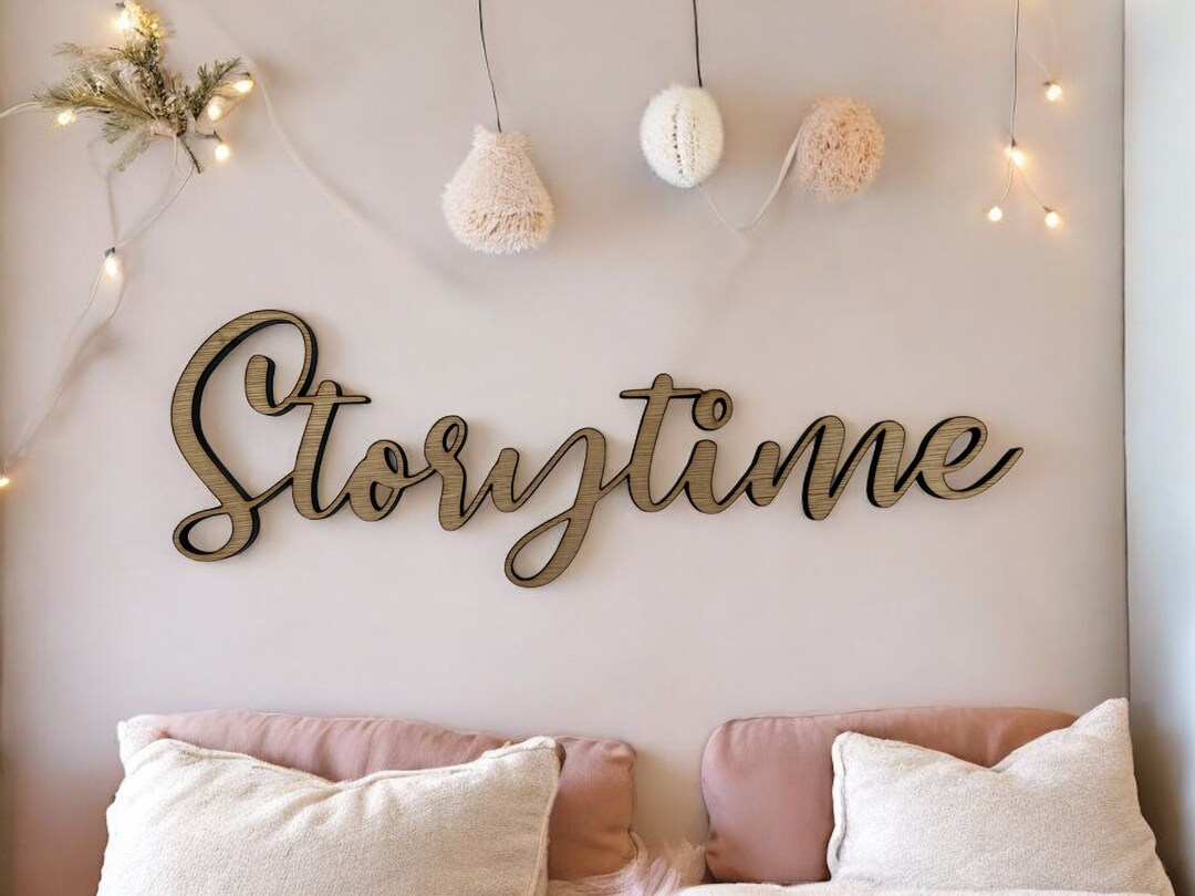 Storytime Wall Wooden Sign Nursery Decor, Kids Playroom Interior Design ...