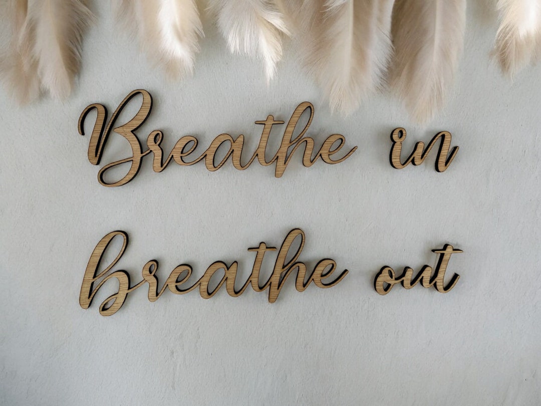 Breathe in Breathe Out Wall Wooden Sign Yoga Studio Retreat Decor ...