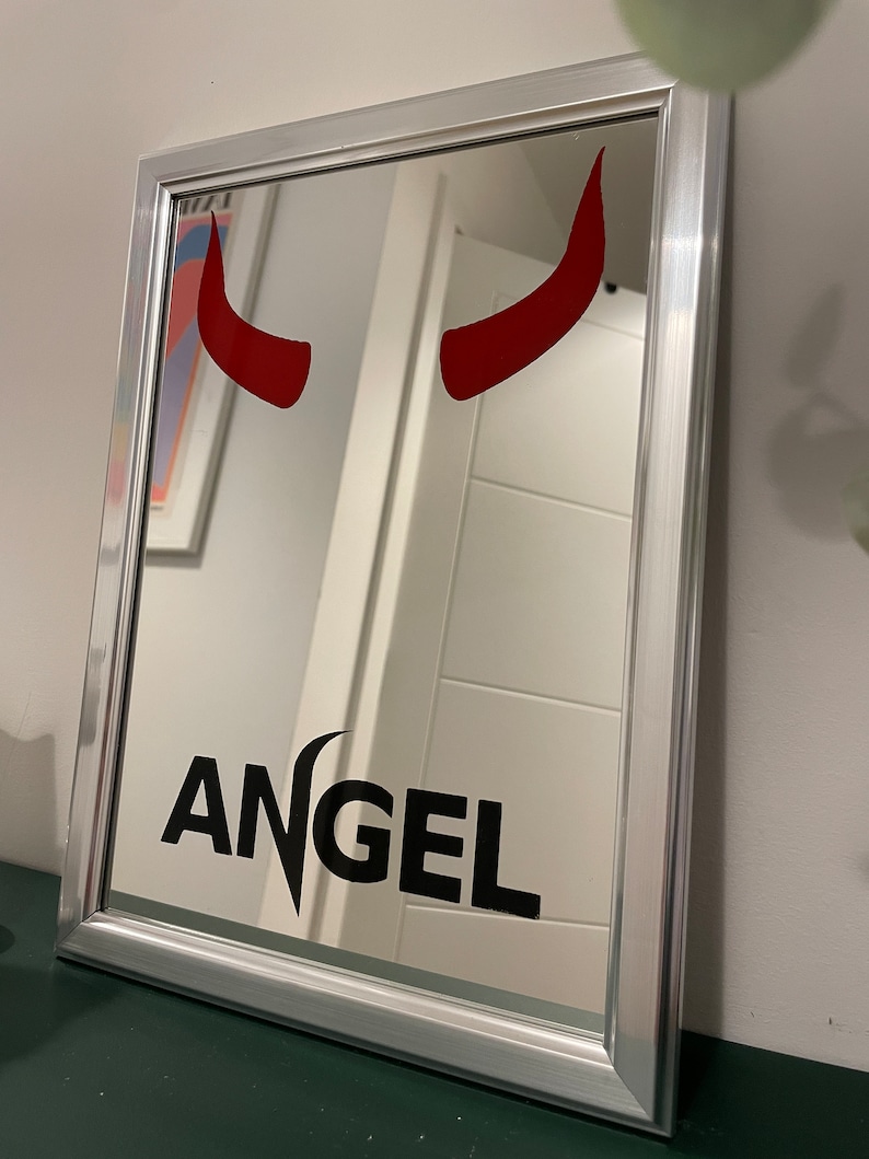 Angel Mirror, Devil Mirror, Engraved Mirror, Cheeky Design, Coquette ...