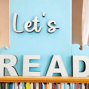 Let’s Read Wall Wooden Sign Nursery Decor Kids Playroom Interior Design ...