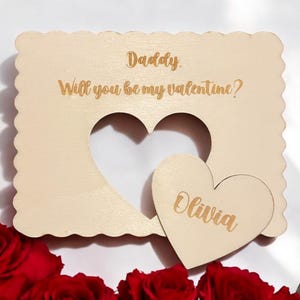 Daddy Will You Be My Valentine Engraved Wooden Card Personalised Custom ...