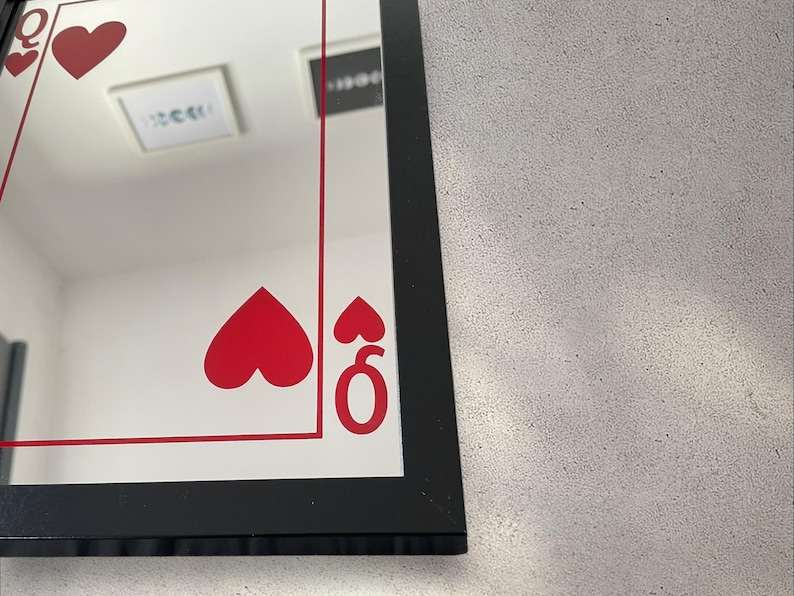 Queen of Hearts Mirror Playing Card Mirror Aesthetic Framed Wall Art ...