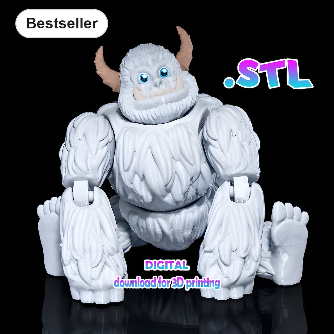 Yeti Digital .STL File for 3D Printing, Articulated Fidget Figure ...