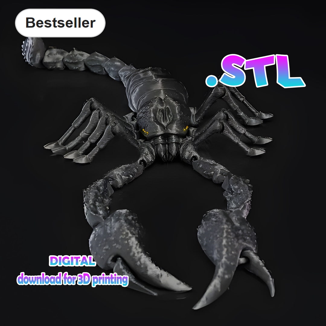 Scorpion Digital .STL File for 3D Printing, Articulated Fidget Figure ...
