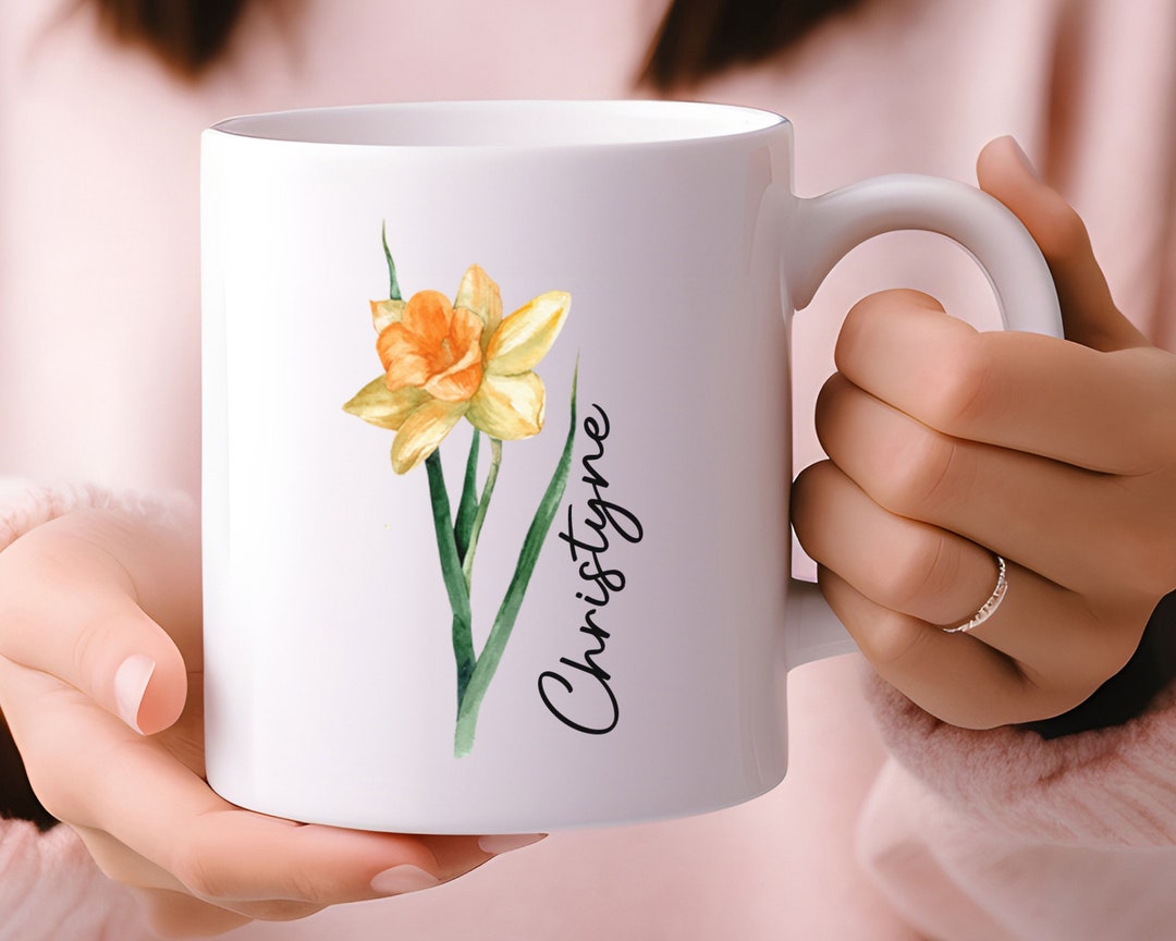 March Birth Flower Custom Mug, Daffodil Birth Flower Coffee Mug ...