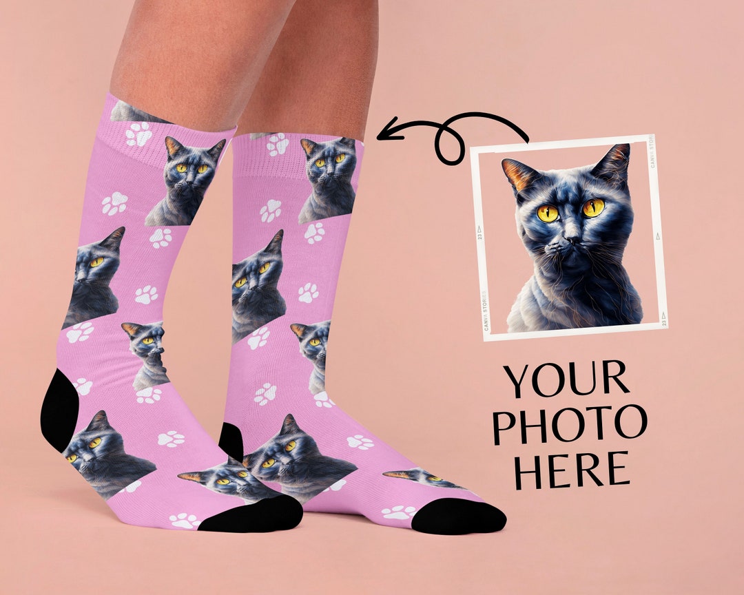 Custom Cat Face Socks Put Your Cute Cat on Custom Socks Cat - Etsy