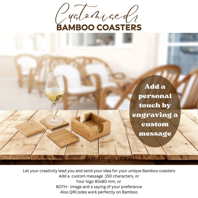 Bamboo Coasters With Customised Engraving - Etsy
