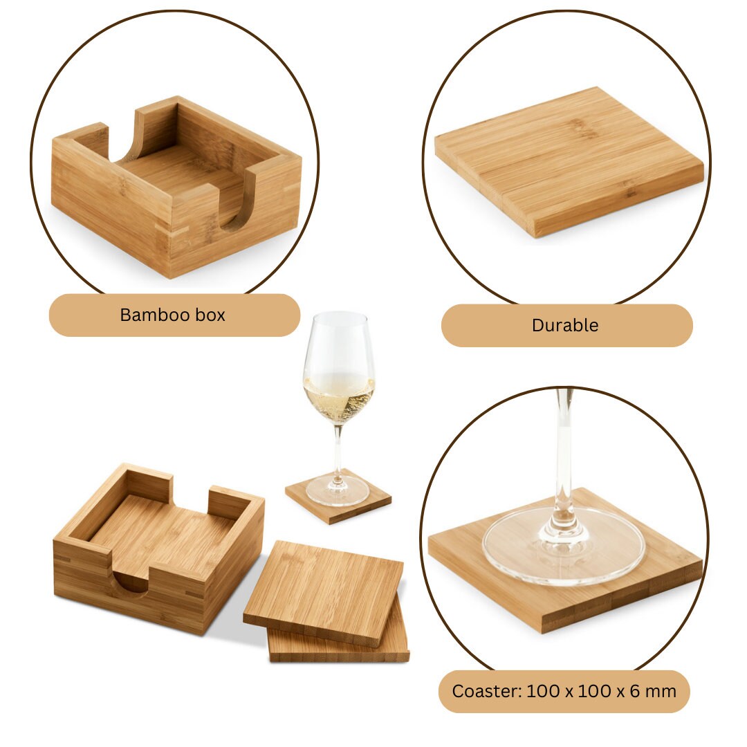 Bamboo Coasters With Customised Engraving - Etsy