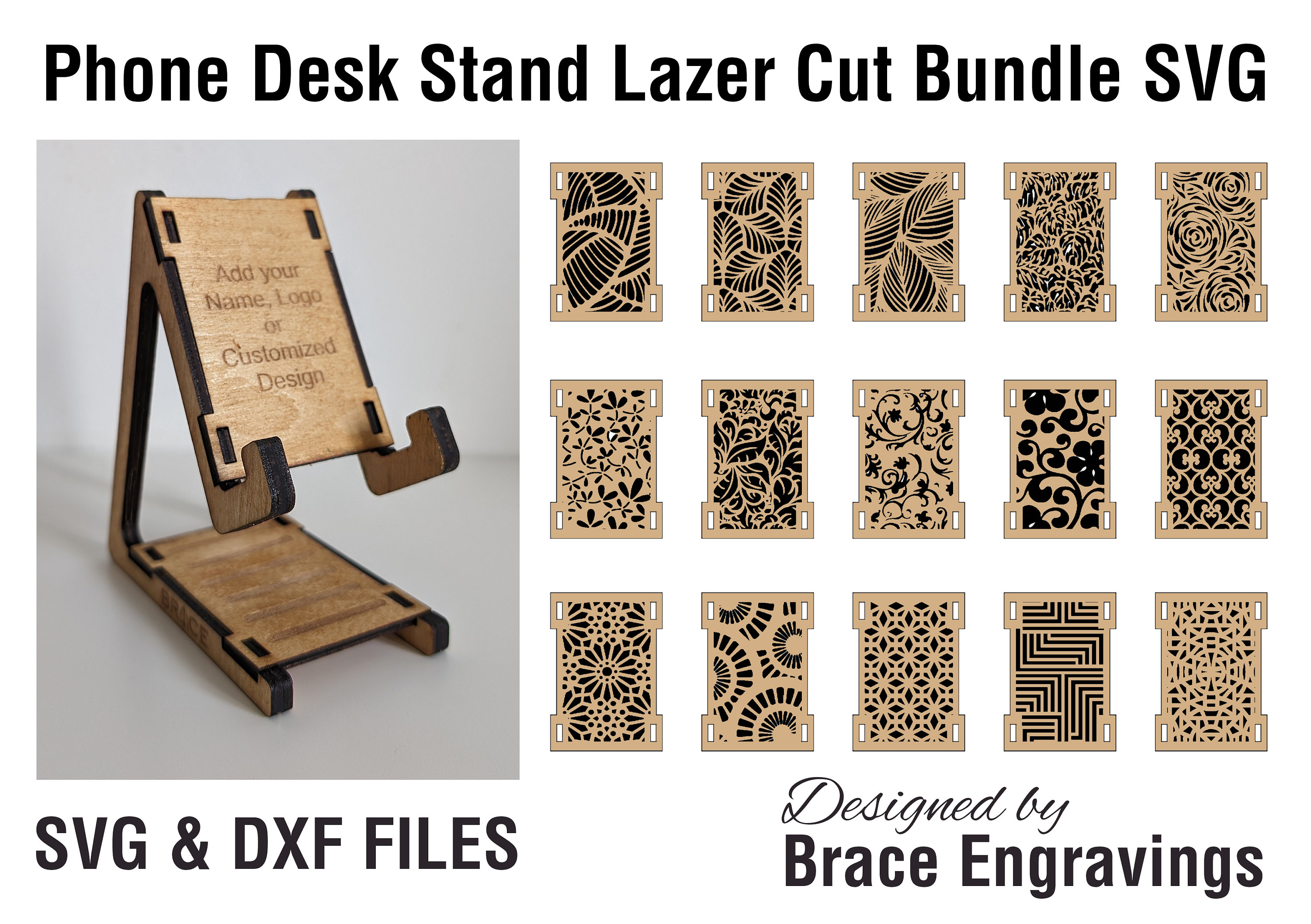 Phone Desk Stand Laser Cut SVG | Cell Phone Desk Stand SVG Bundle - Etsy