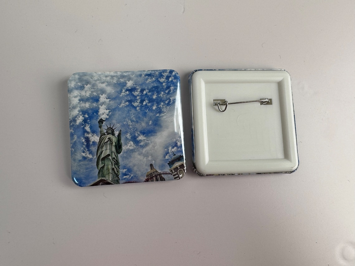 50mm Square Badge Making Supplies | DIY Button Parts Kit | 100 Sets for ...