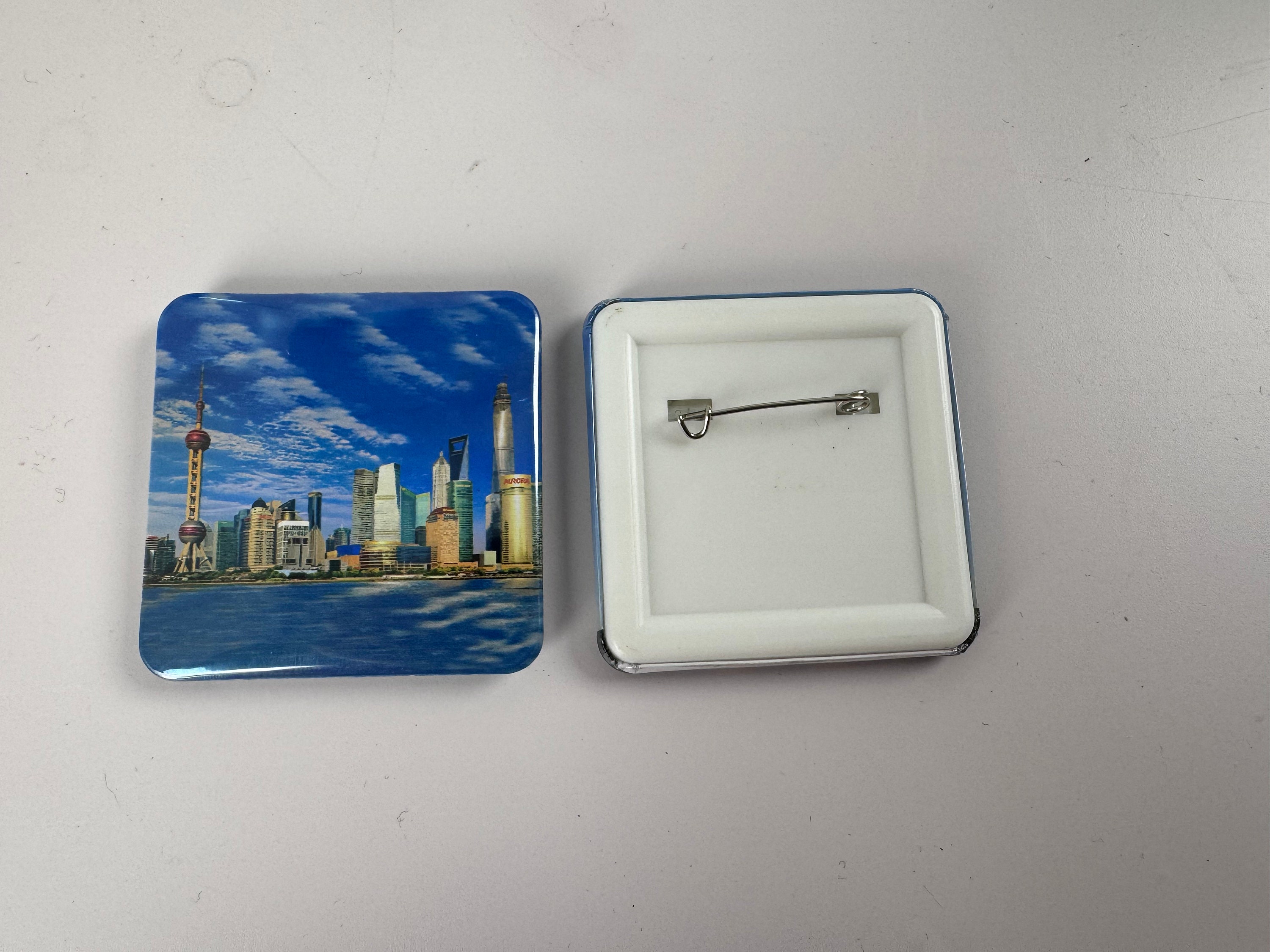 50mm Square Badge Making Supplies | DIY Button Parts Kit | 100 Sets for ...