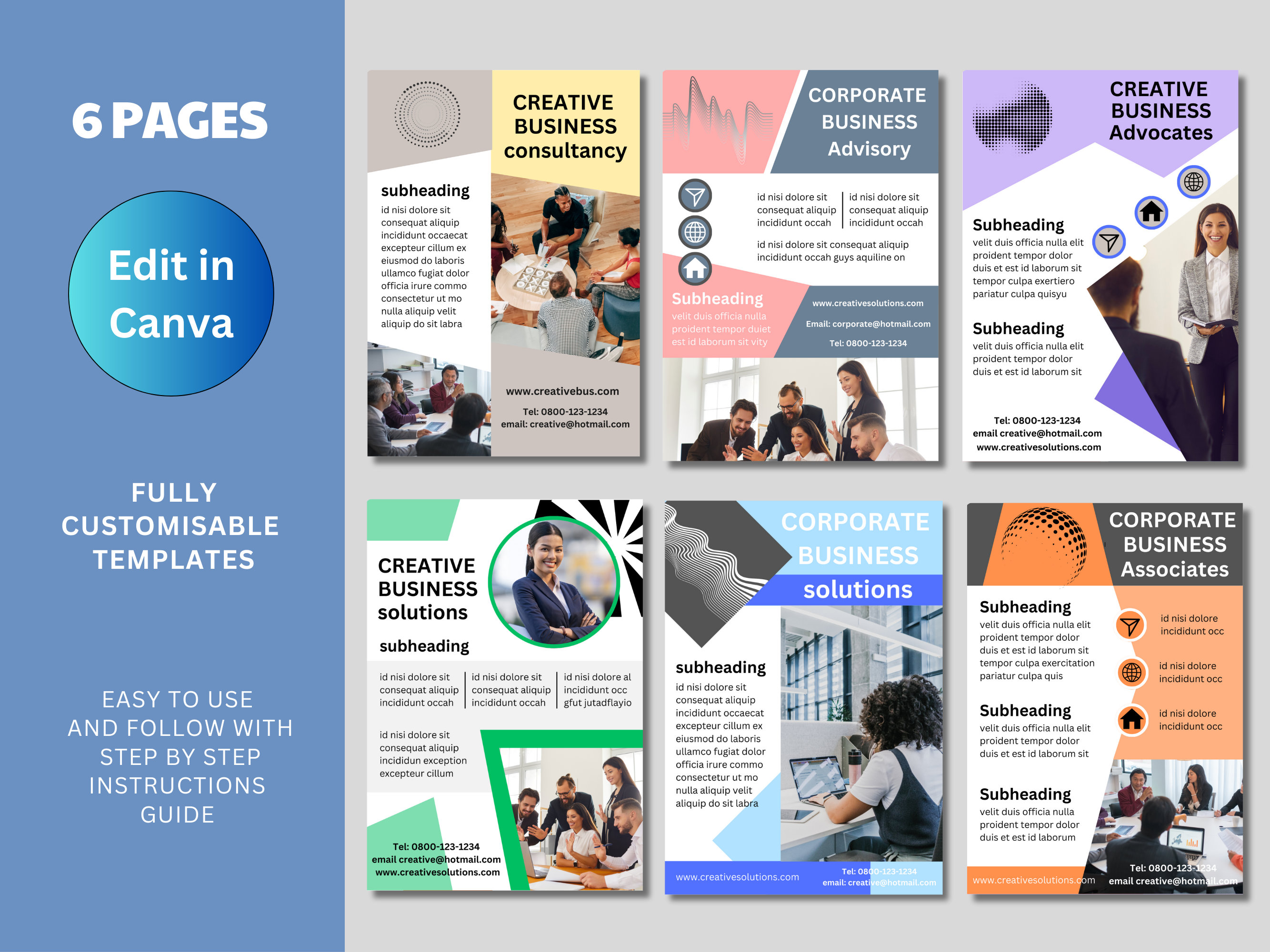 6 Business Flyers, Editable in Canva Free Account. Professional Design ...