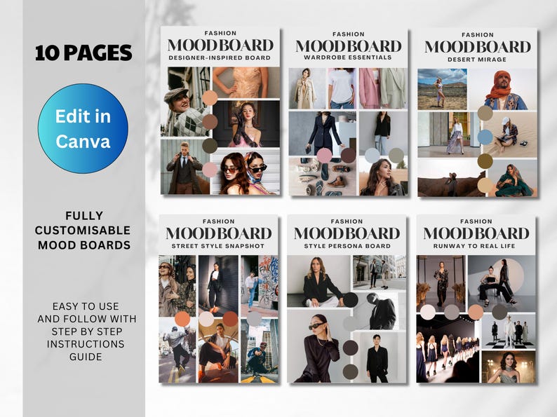 Editable Mood Board Template: Minimalist Fashion Style (10 Boards ...