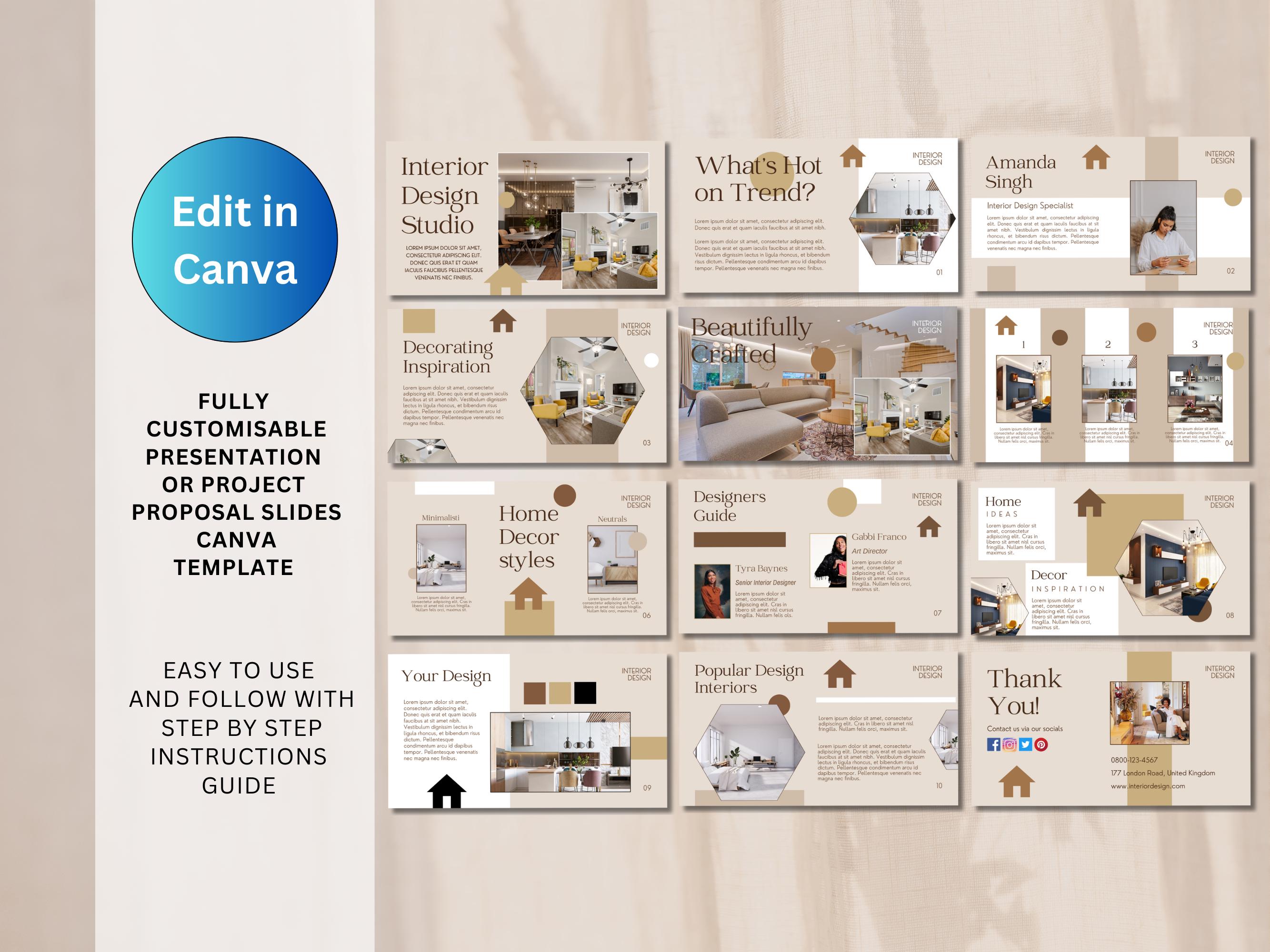 Interior Design Project Proposal Template: Modern Canva Presentation ...