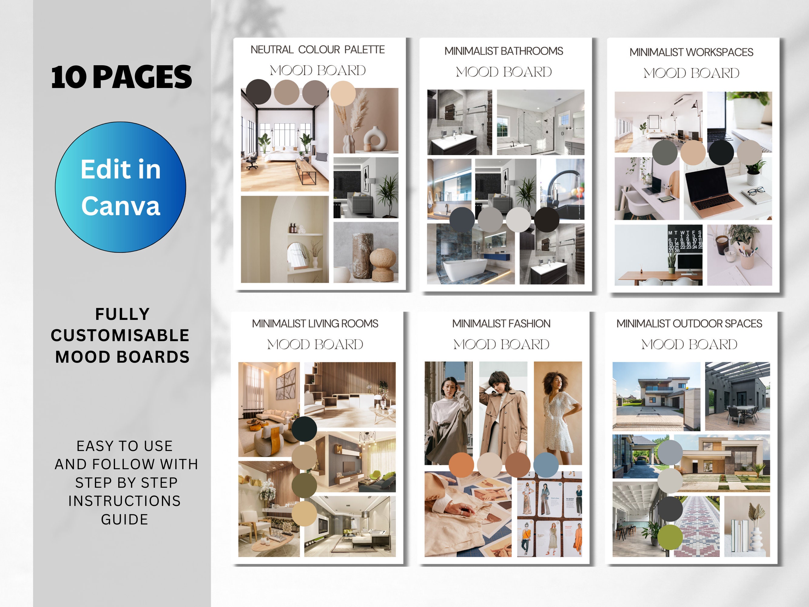 Mood Board Template. 10 Editable Mood Boards Fully Customisable to Suit ...